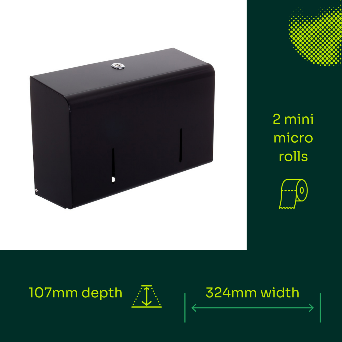 Matt black steel twin cored mini micro dispenser - Lime Sustainable ...