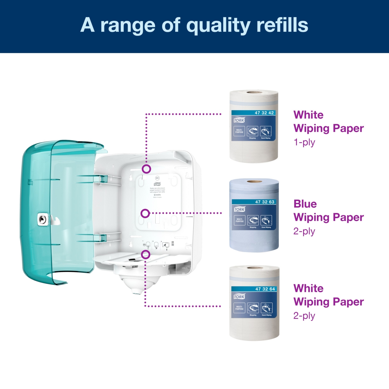 Tork Reflex Single Sheet Centrefeed Dispenser White/Turquoise (M4 ...