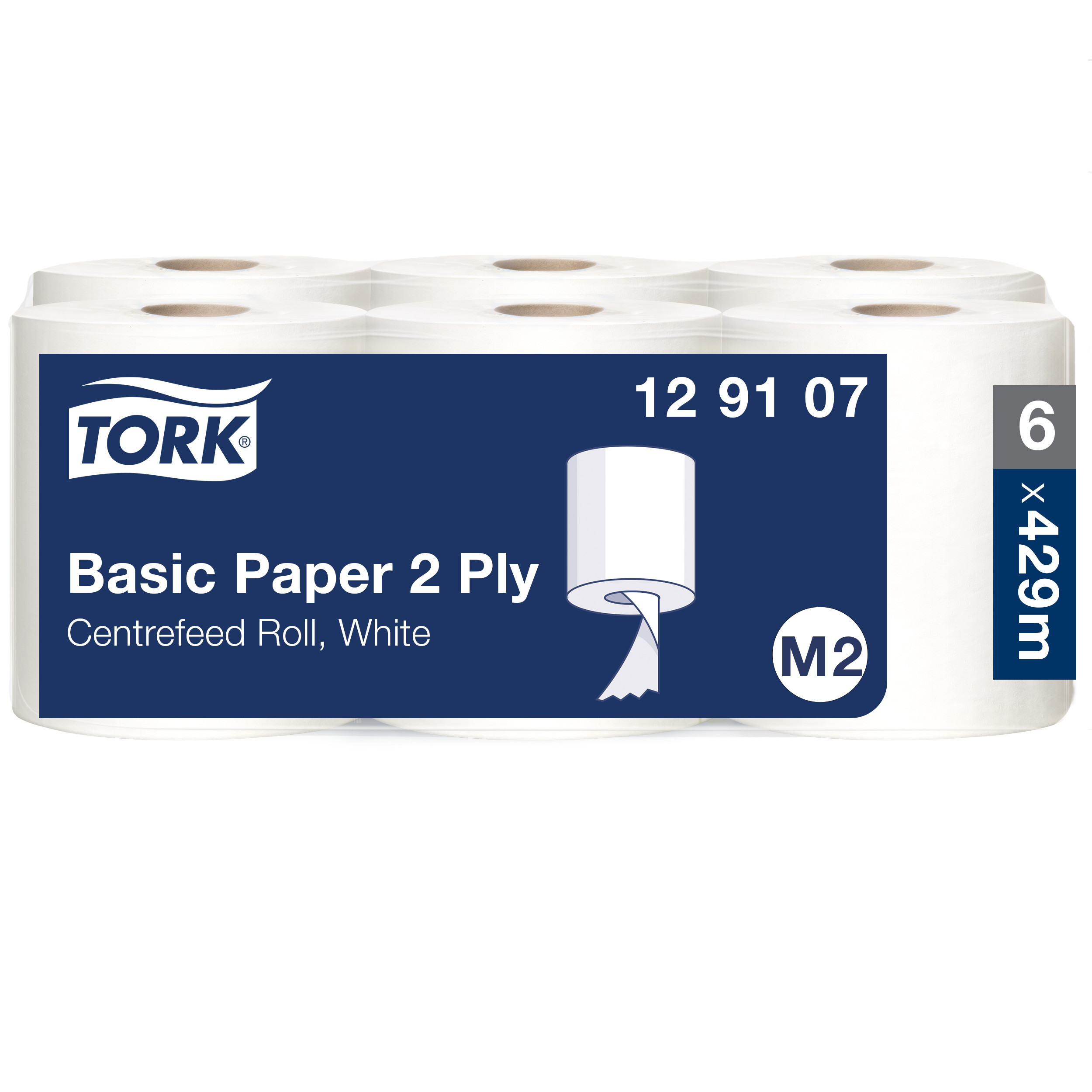 Tork Basic Centrefeed Paper 2ply White Roll (M2) 129107 Eco Label ...
