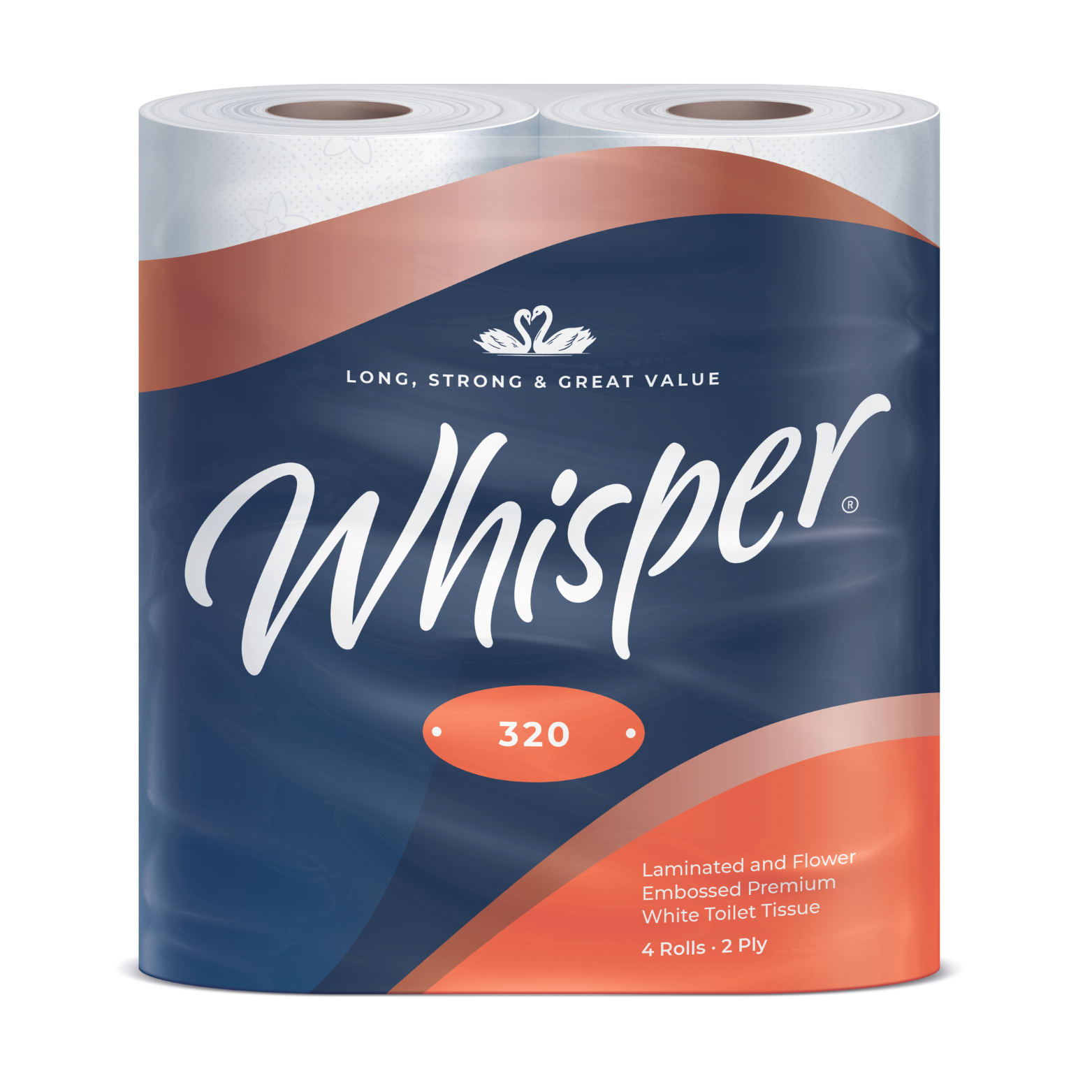 Whisper 320 sheet 2 ply toilet rolls (36) - Lime Sustainable Supplies
