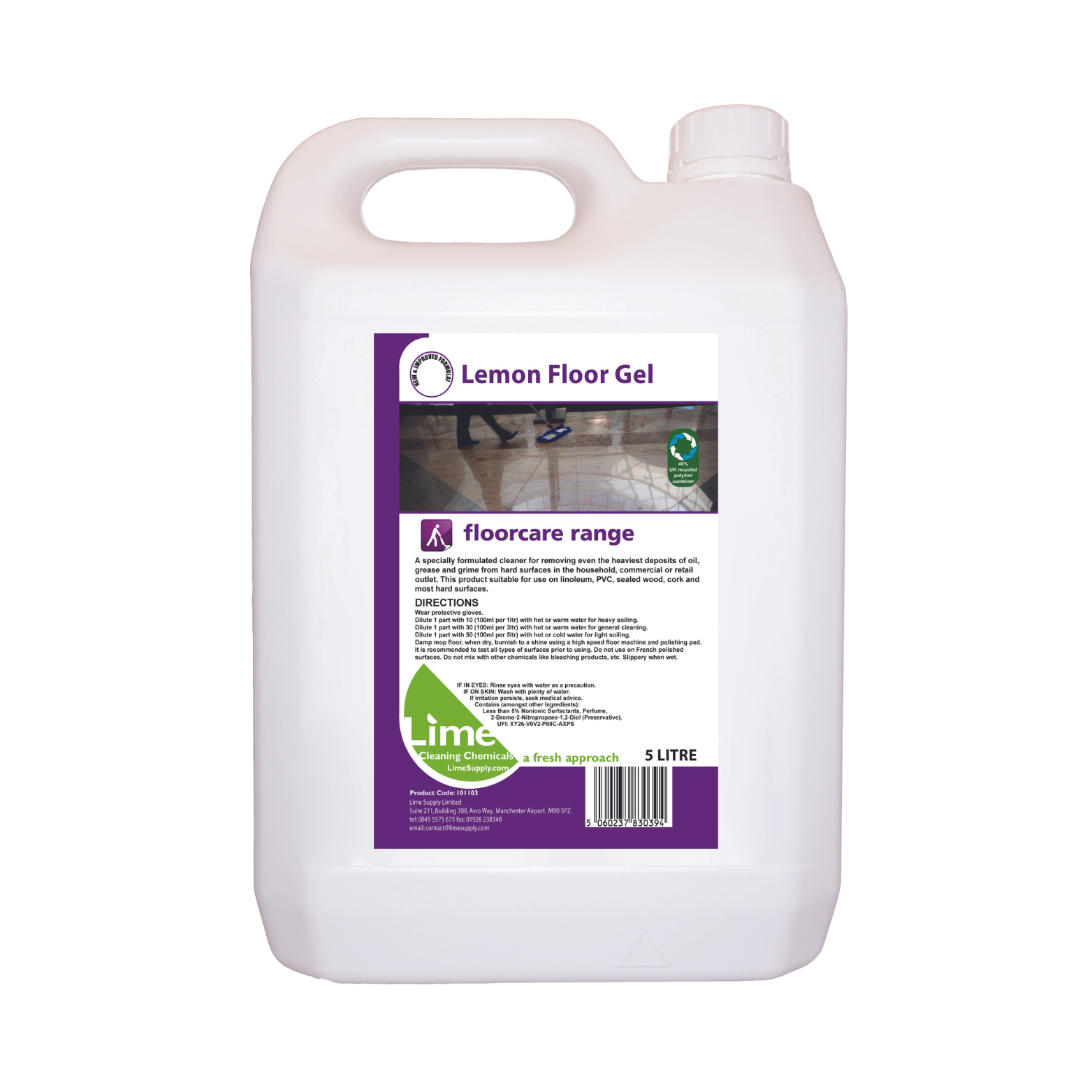Lemon floor gel 2x5lt - Lime Sustainable Supplies