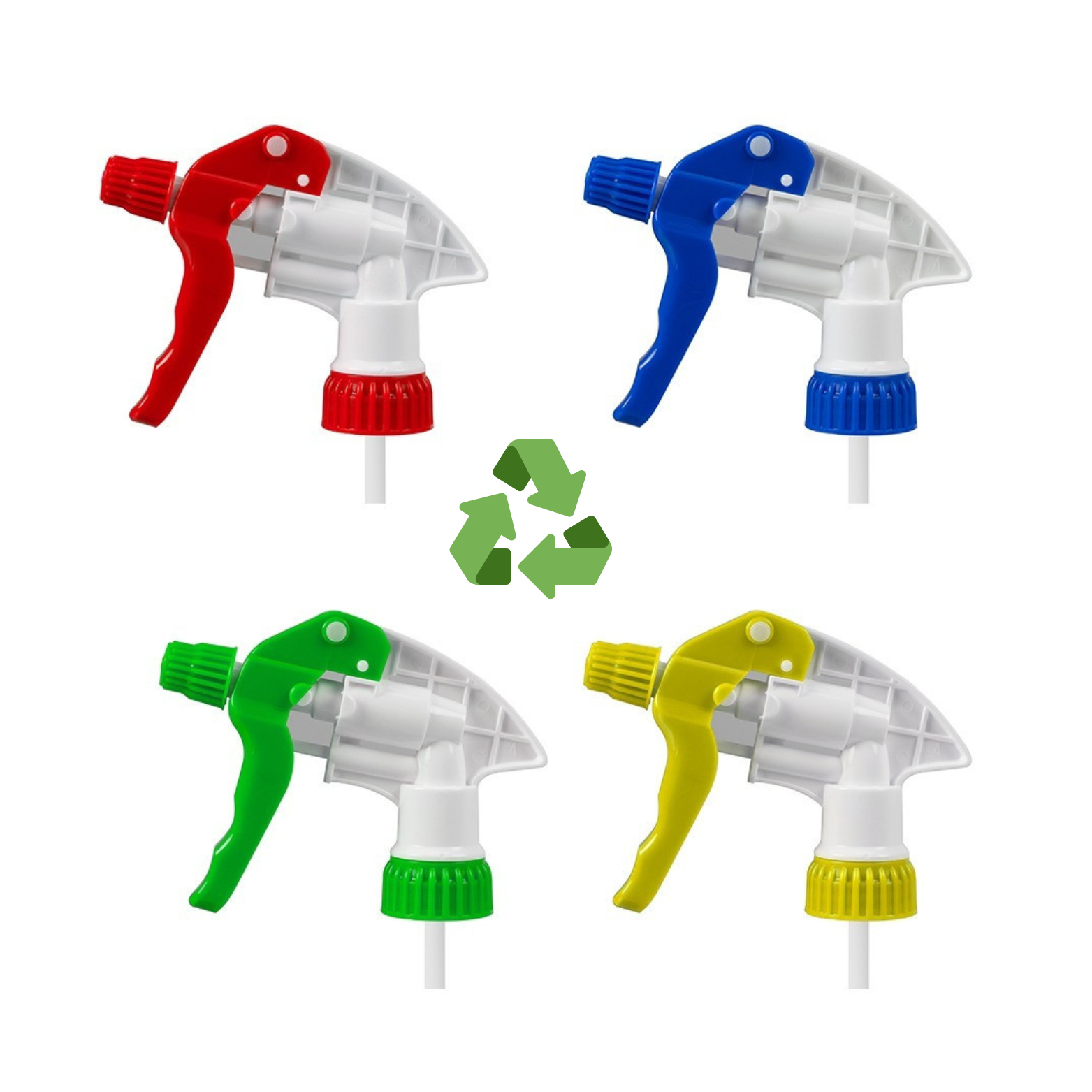 Colour coded recycled spray bottles complete with spray nozzle - Lime ...