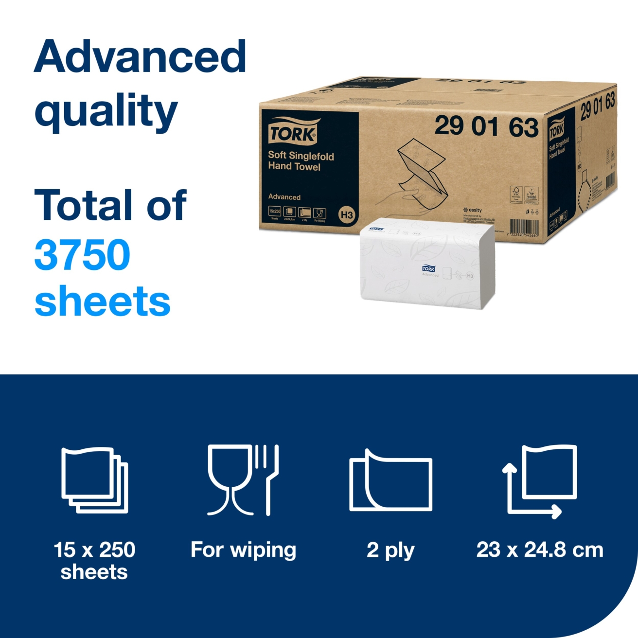Tork Advanced Soft Singlefold Hand Towel (H3) 290163 Eco Label - Lime ...