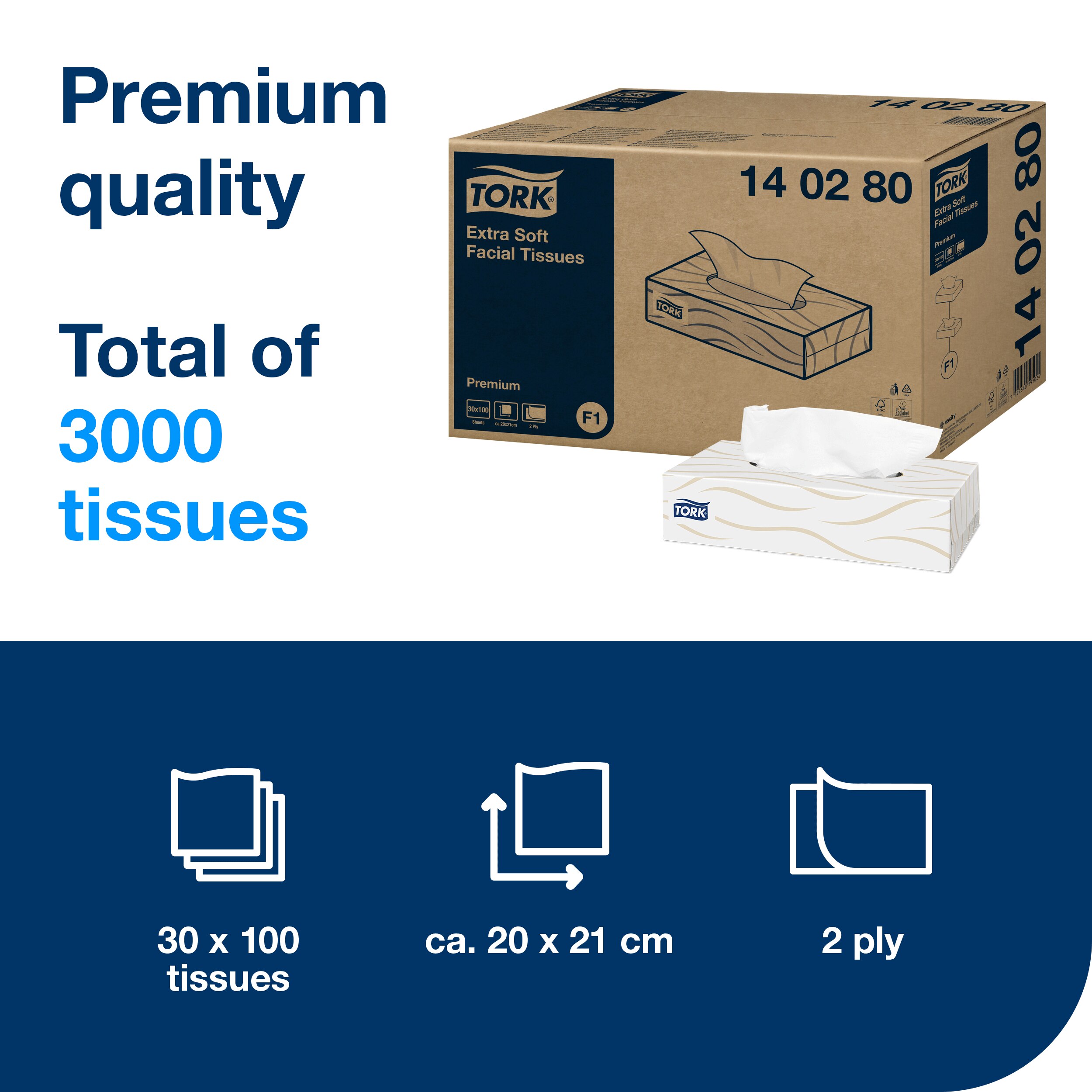 Tork Premium Extra Soft Facial Tissues (F1) 140280 Eco Label - Lime ...