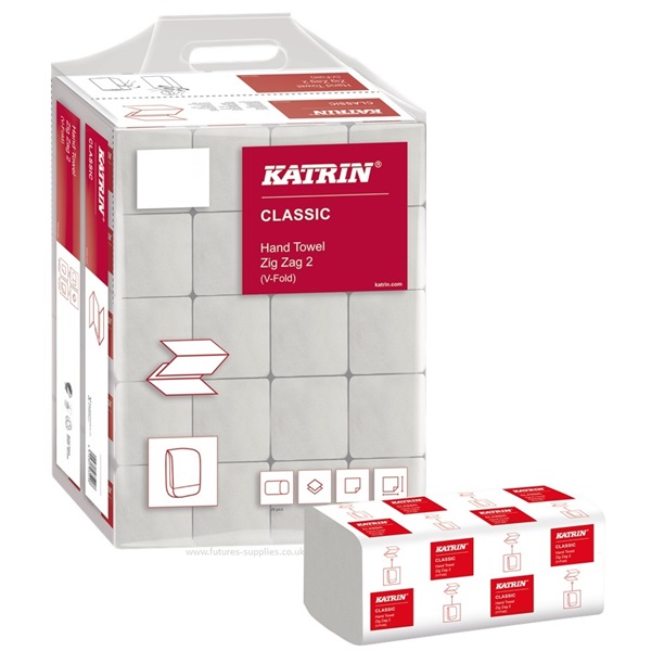 Katrin Classic V-fold Zig Zag 2Ply White Hand Towel 45570 Eco Label ...