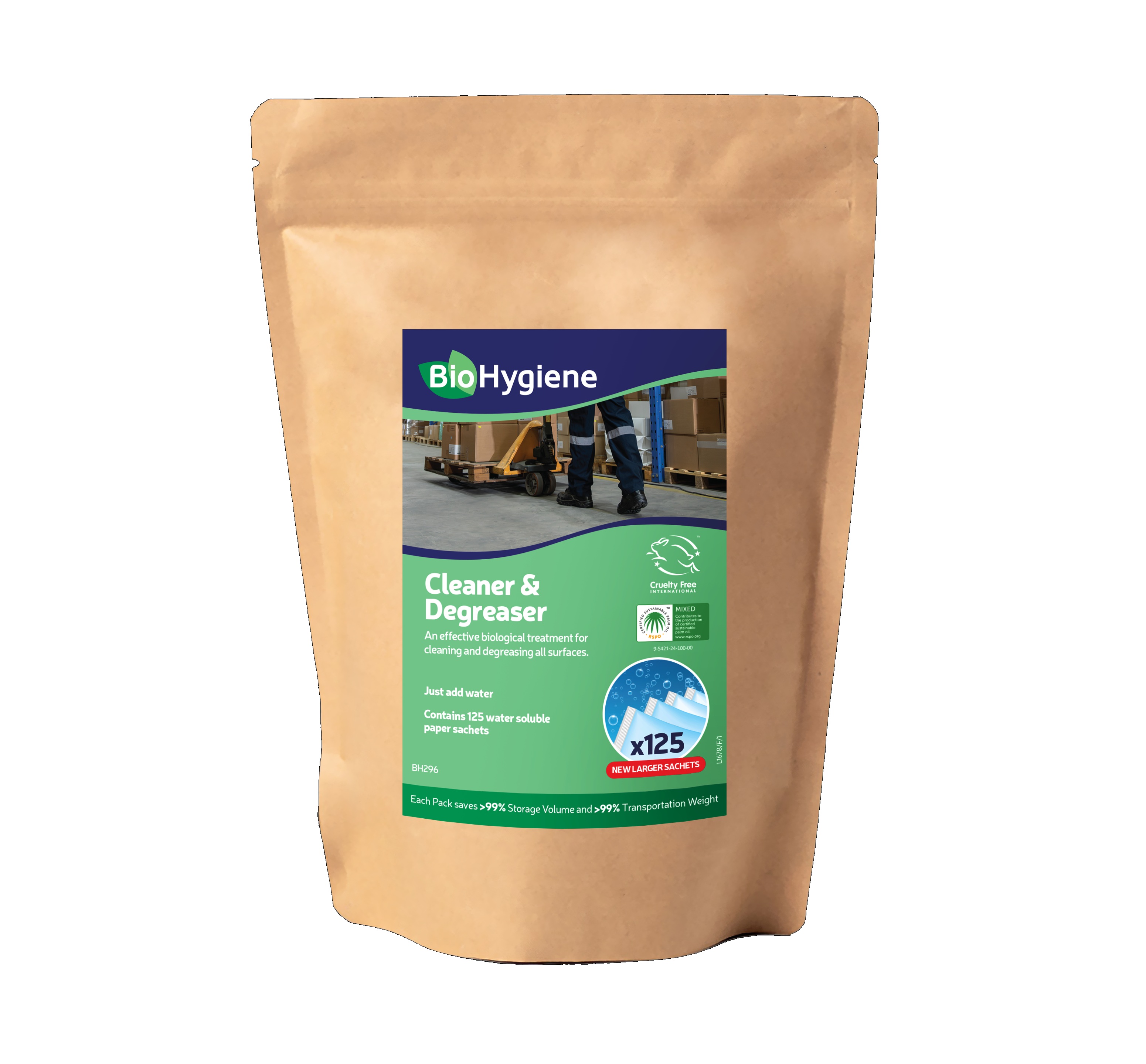 BioHygiene Unfragranced large scrubber drier degreaser sachet (125 ...
